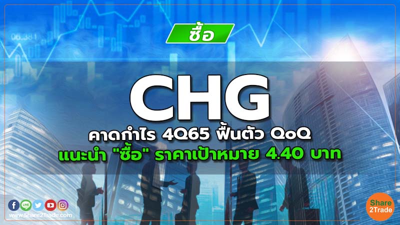 CHG คาดกำไร 4Q65 ฟื้นตัว QoQ แนะนำ "ซื้อ" ราคาเป้าหมาย 4.40 บาท | Share2Trade